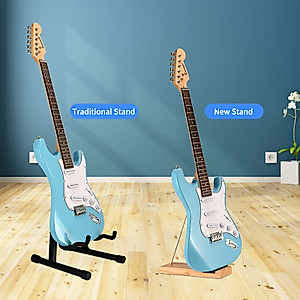 SUNYIN Electric Guitar Stand Bass Stand Wooden Floor Stand For Bass And Electric Guitar Minimalism Removable And Collapsible Oak Guitar Holder Stand Gifts for Electric and Bass Guitar Players