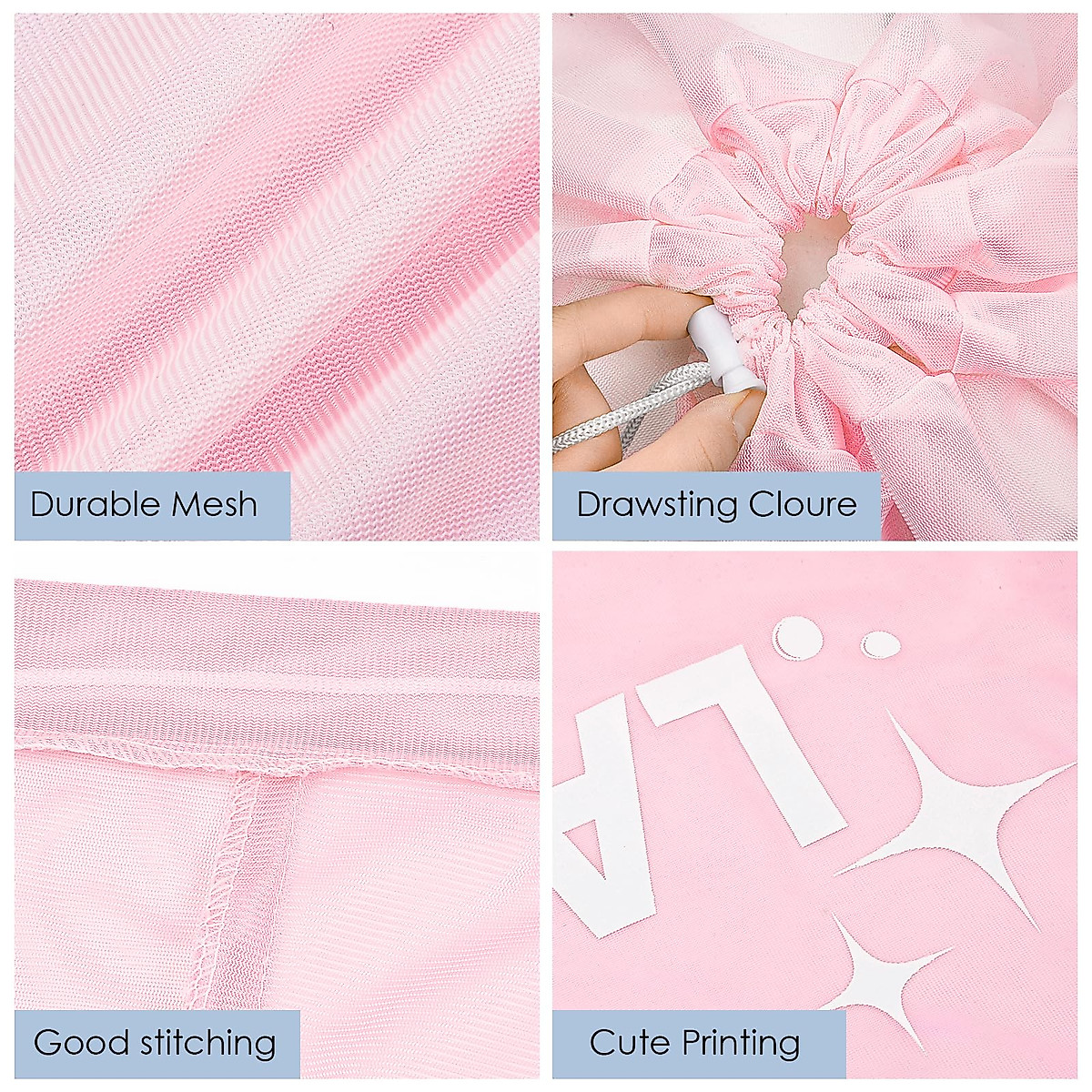 Nidoul 2 Pack Mesh Laundry Bags, Heavy Duty Large Laundry Bag with Drawstring, Laundry Mesh Wash Bags Laundry Hamper Liner for College Travel Camp, 24" x 36"