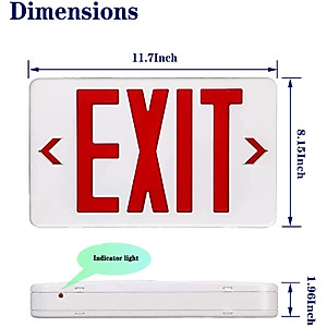 LED Exit Sign Emergency Light, Red Lettering with Battery Backup, LED Emergency Light for Commercial or Industrial Use, AC 120-277V, UL Listed, Rechargeable (4Pack)
