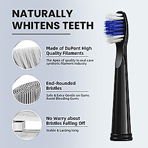 Electric Toothbrush Replacement Heads Compatible with Fairywill Electric Toothbrush FW-507/508/515/551/917/959/2011/D1/D3/D7/D8 Soft Toothbrush Heads Black 5 Pack