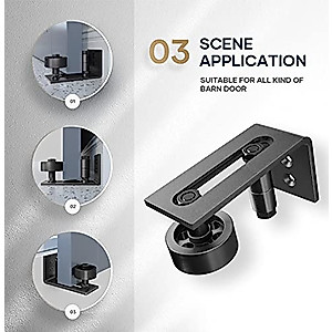 EaseLife Sliding Barn Door Bottom Floor Guide,Adjustable Roller,Wall Mount System,Flush Flat Bottom Design,8 Assemble Setup Options,Fit All Size Door,Black