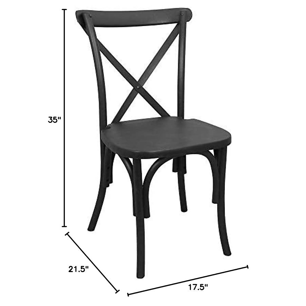 Flash Furniture X-Back Chair, 2-pack, Resin, Black