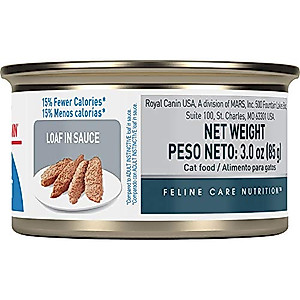 Royal Canin Feline Weight Care Loaf in Sauce Canned Adult Wet Cat Food, 3 oz cans 24-count