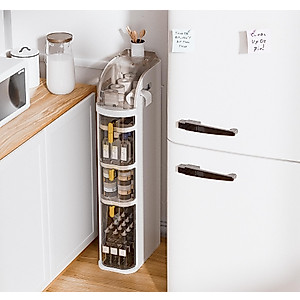 tonchean 4-Tier Bathroom Organizers and Storage,Plastic Narrow Slim Storage Cabinet with Clear Drawers Bathroom Floor Cabinet Towel Organizer Rolling Cart with Wheels for Small Space Gap Living Room