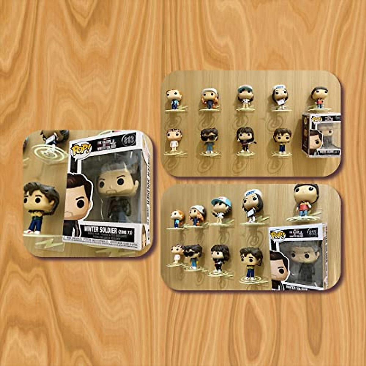 YODAR 10 Pack Small Clear Acrylic Floating Shelves for Funko Pop Figures, Wall Mounted Mini Hanging Display Shelf for Storage & Decor, Adhesive Invisible Ledge Organizer，Shining at Night