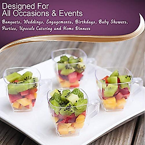 Disposable Coffee Cups - 240 Pcs Plastic Tea Cups - 2 oz Hard Plastic Clear Coffee Mugs - Drinking Tumblers - Bulk Tea Party Glass Set for Wedding, Christmas, Birthday Parties & All Occasions