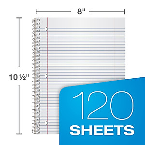 Oxford Spiral Notebook 3 Pack, 3 Subject Journal, 3-Hole Punch, College Ruled Paper, 2 Dividers, 8 x 10-1/2 Inches, Black, Red, Blue, 120 Sheets (65202)
