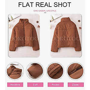 Dokotoo Womens Winter Coats Windbreaker Oversized Full Zipper Front Drawstring Hem Bomber Puffer Jacket Baggy Short Down Coats for Women Warm Comfy Outerwear with Pockets Small Orange