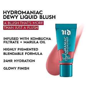 Urban Decay Hydromaniac Dewy Liquid Blush – Long-Lasting & Buildable Plumping Cheek Tint with 24HR Hydration – Kombucha Filtrate and Marula Oil - All Skin Types – Vegan – Wrecked - 0.5 Oz