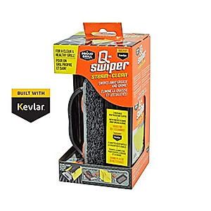 Q-Swiper Steam Clean BBQ Grill Cleaner Set - 1 Grill Brush with Scraper, 2 Heat Resistant Kevlar® Cloths, 1 Tray | Bristle Free | Safe Way to Steam Away Grill Grease & Grime