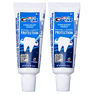 Oral-B Pro-Health Junior CrossAction Galaxy Toothbrush, Ages 6+, Soft -1 Count & Crest Kids Advanced Toothpaste Enamel + Cavity Protection with Fluoride for Anticavity, Travel Size 0.85oz - Pack of 2