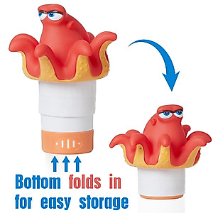 XY-WQ Chlorine Floater, Floating Pool Chlorine Dispenser (Octopus), Fits 1 and 3 Inch Tablets for Large and Small Pools, Hot Tub, Spa