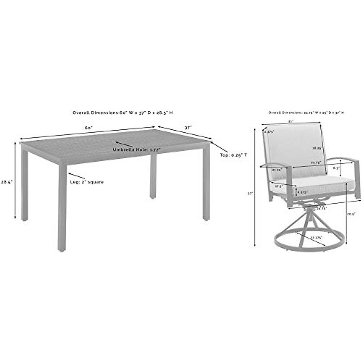 Crosley Furniture Kaplan 7-Piece Outdoor Dining Set for 6, Patio Table and Chairs for Backyard, Deck, Oiled Bronze with Oatmeal Cushions
