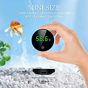 Aquarium Thermometer Digital, Fish Tank Thermometer, Reptile Terrarium Thermometer, Incubator Thermometer, Fish Tank Accessories with LED Display and USB Rechargeable Cordless, Range of 14-122℉