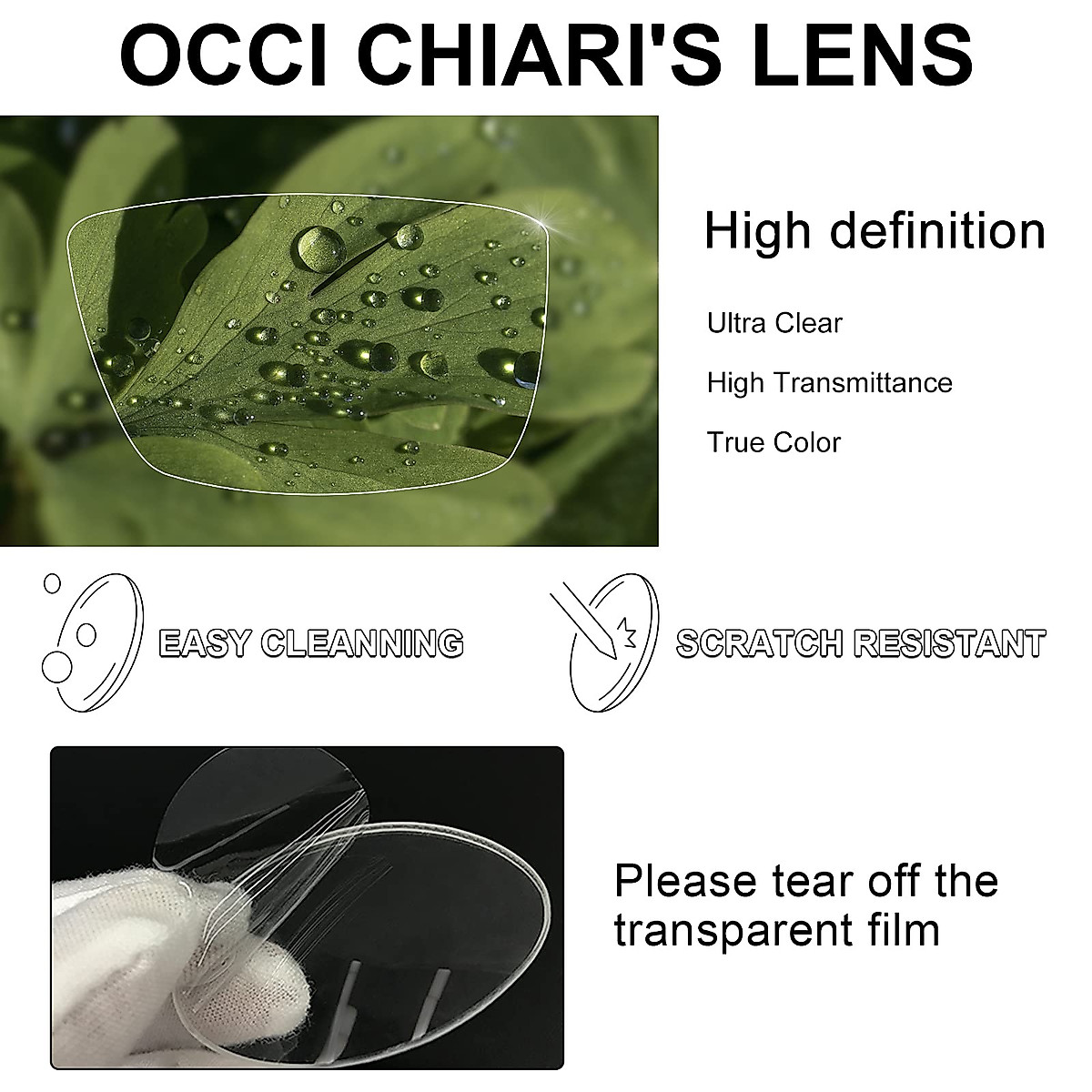 OCCI CHIARI Fashion Blue Light Blocking Glasses for Men Metal Frame Eyeglasses Men's Computer Glasses Optical Eyewear Frame Clear Lense Spring Hinge(Black)