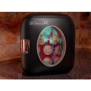 Uber Appliance UB-XL1 Personal Portable Mini Fridge 12 can Thermoelectric Cooler & Warmer for indoor/outdoor - bedroom, office, dorm, car, boat, RV - 110V AC & 12V DC cords included - Matte Black