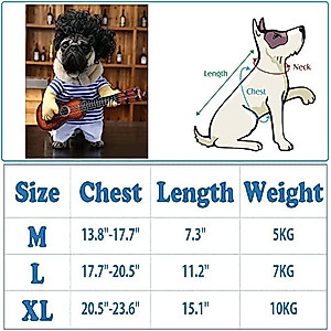 S-Lifeeling Dog Costumes Pet Guitar Costume Guitarist Player Party Funny Ourfits for Halloween Christmas Cosplay Cat Clothes (XL)