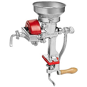 Victoria Manual Low Hopper Grain Grinder, silver, red & 8 Inch Cast Iron Tortilla Press. Tortilla Maker, Flour Tortilla press, Rotis Press, Dough Press, Pataconera Seasoned with Flaxeed Oil, Black -