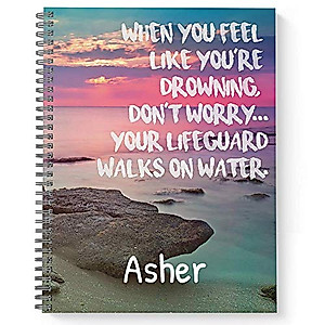 Gotcha Covered Notebooks Lifeguard Personalized Religious Notebook/Journal, Laminated Soft Cover, 120 pages of your selected paper, lay flat wire-o spiral. Size: 8.5” x 11”. Made in the USA