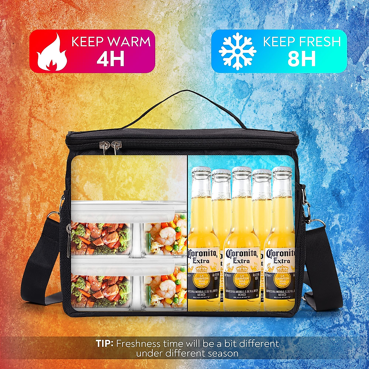 Insulated Lunch Bag with 2 Pcs Ice Packs for Lunch Bags – Waterproof Leakproof Lunch Bag for Women and Man – Heavy Duty Polyester Meal Prep Lunch Box for Adults with Adjustable Shoulder Strap