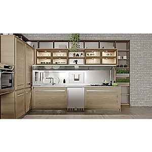 KoolMore 23.4” Built-In Mini Fridge for Food and Beverages with Glass Shelves, Stainless Steel Door, Adjustable Temperature, LED Light, for Home, Office, Garage, or Dorm [5 Cu. Ft.] (KM-BIR5C-SS)