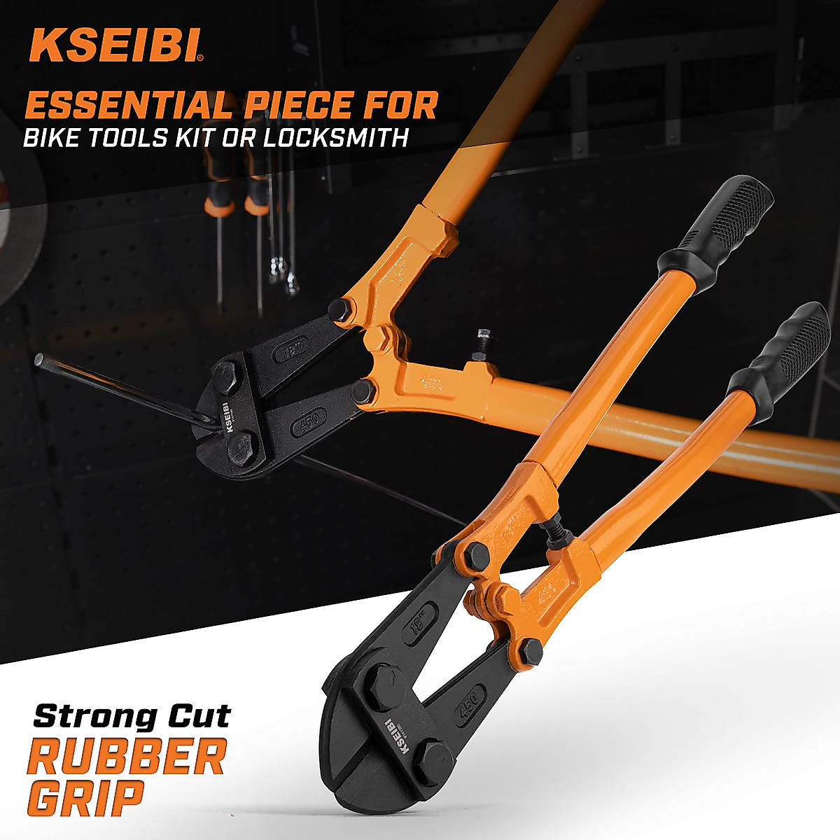 KSEIBI 141585 Heavy-Duty Medium Size Bolt Cutter 24" for Cutting Fence, Steel Wire, Chain, Screws, Rivet, and Medium Padlock, with Soft Grip Rubber Ergonomic Handle Cutters