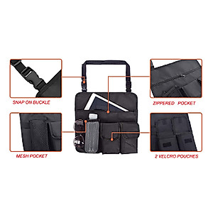 Beach Chair Armrest Bag Handy Pockets Shoreline Tote Bag Outdoor Chair Organizer Hanging Storage Bag Pouch Shoulder Side Bag for Camping (Black)