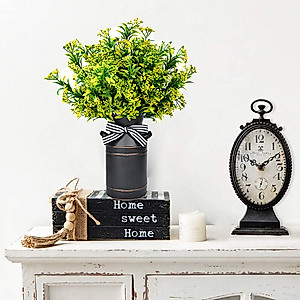 BSNOW Artificial Plants Greenery 8 Bundles Outdoor Fake Grasses for Decoration UV Resistant No Fade Faux Plastic Plants Garden Porch Window Box Décor (C Yellow)