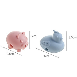 Cute Cartoon Silicone Pot Holder Pot Lid Holder Clips, Home Silicone Spill Stopper Overflow Tool(6pc-Pig)
