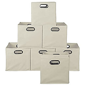 Set of 12 Cubo Foldable Fabric Bins- Natural
