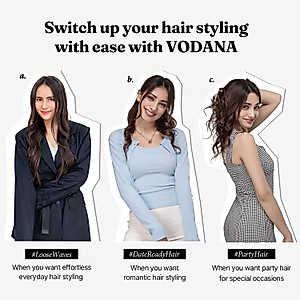 VODANA Professional GlamWave Ceramic Curling Iron, Long-Lasting Natural Curls, Instant Heat, Hair Curler, Curling Wand, Available in USA (1.4 inch, Creamy Blue)