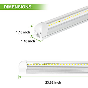 hykolity 30W 2FT LED Shop Light, 3500lm 6500K Super Bright White, Linkable Ceiling Light Fixture, V Shape Integrated T8 LED Tube Light with Built-in ON/Off Switch for Workbench, Cabinet, ETL, 4 Pack
