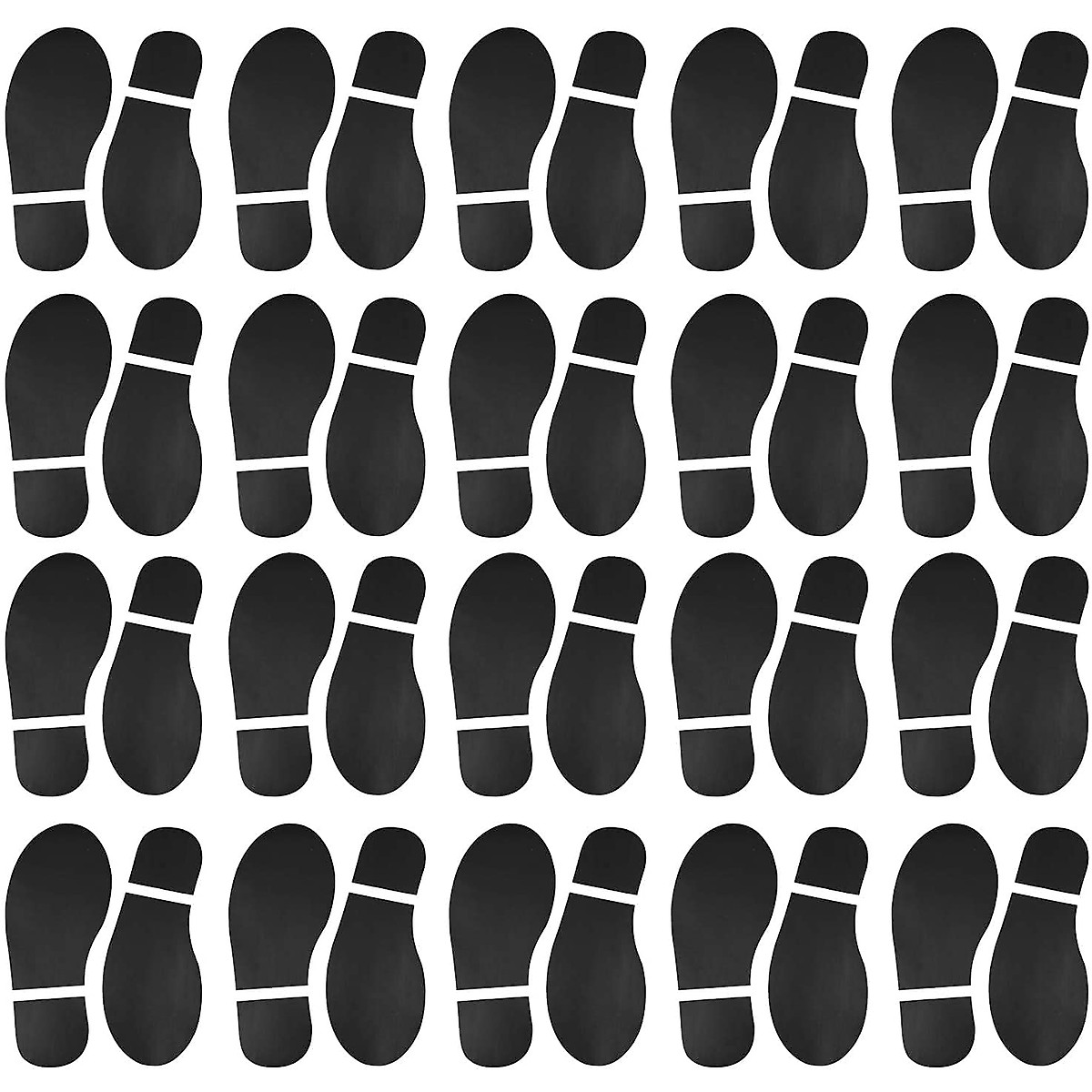 20 Pairs 40 Prints Black Shoes Footprint Stickers PVC Footprint Decals for Office School Floor Wall Stairs to Guide Directions