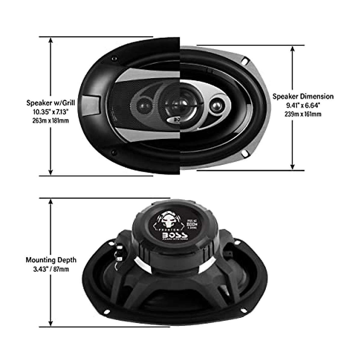 BOSS Audio Systems P69.4C Phantom Series 6 x 9 Inch Car Door Speakers - 800 Watts (Pair), 4 Way, Full Range, Tweeters, Coaxial, Sold in Pairs, Hook Up to Stereo and Amplifier