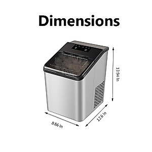 HAILANG Nugget Ice Maker Countertop, Pebble Ice Machine with Chewable Pellet Ice, 34Lbs/24H, Self-Cleaning, Portable Sonic Ice Maker Ready in 6 Mins, for Home/Kitchen/Office(Stainless Steels)