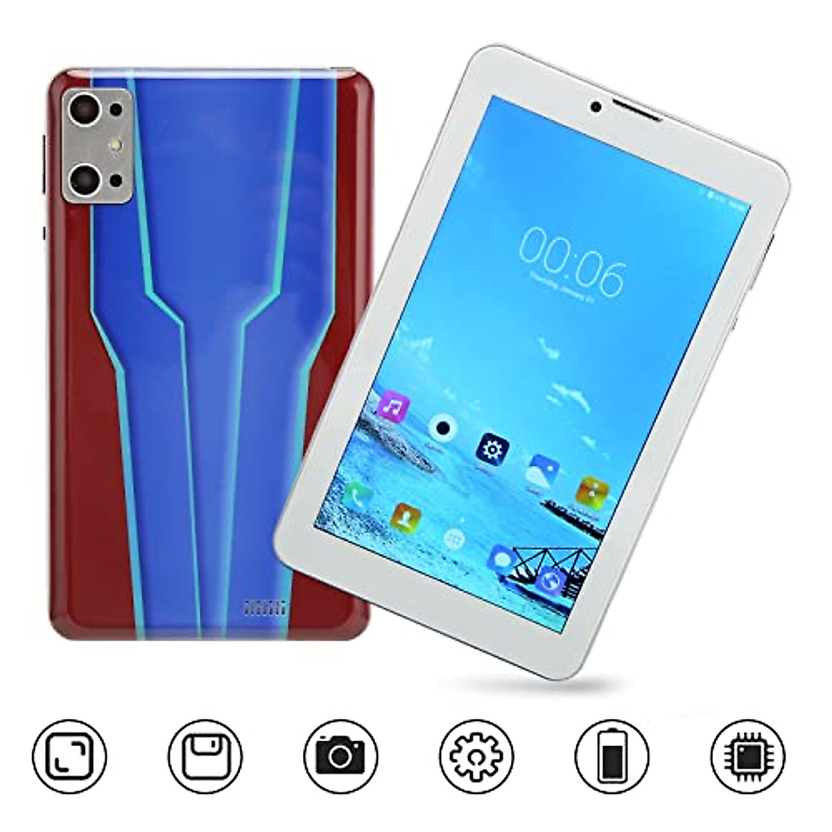 LBEC Tablet PC, US Plug 100240V 4GB 32GB 7in Tablet 2.4G 5G Dual Band WiFi for Studying (Blue)