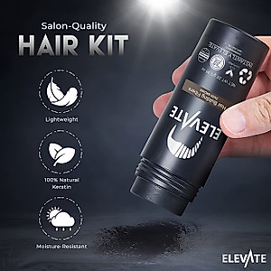 ELEVATE Hair Perfecting 2-in-1 Kit | Set Includes Natural Hair Thickening Fibers & Spray Applicator Pump Nozzle | Instantly Conceal & Thicken Thinning or Balding Hair Areas for Men Women (Dark Brown)