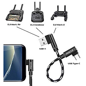AGOZ 5 inch 90 Degree Right Angle Elbow USB A to USB C Cable Cord for DJI MAVIC PRO AIR, DJI OM 4, OM 5 Drone Remote Controller RC to USB A to USB C (Samsung Galaxy Note 20 10 9 8, S22, S21, S20, S10)