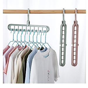 Askfairy 5PCS Multifunctional Foldable Hanger with 9 Holes Space Saving Hangers for Heavy Clothes, Shirts Pants Dresses Coats