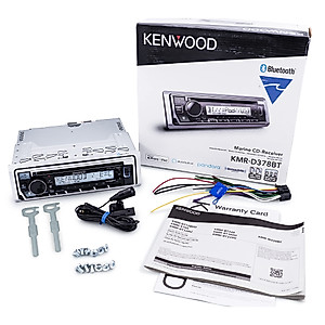 Kenwood KMR-D378BT Marine/Motorsports CD AM/FM Radio, Bluetooth, Amazon Alexa Compatible, SiriusXM Ready, Wireless Streaming - Pandora & Spotify, USB and AUX Input, Variable Color Display