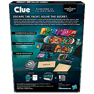 Clue Board Game Sabotage on The High Seas, Escape Room Game, Murder Mystery Games, Cooperative Family Board Game, 1-6 Players, 10+ (Amazon Exclusive)