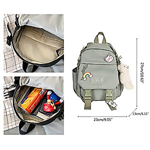 Eagerrich Cute Mini Backpack with Cute Pin Accessories Plush Pendant Kawaii Mini Backpack Aesthetic Mini Backpack for School(White)