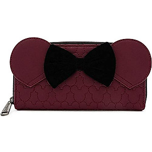 Loungefly Disney Minnie Mouse Quilted Zip Around Wallet with Velvet Bow