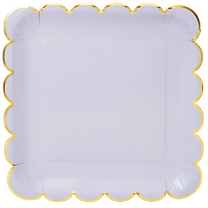 Sparkle and Bash Pastel Paper Plates with Scalloped Gold Foil (9 Inches, 48 Pack)