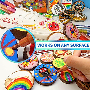 Funto Acrylic Paint Pens for Rock Painting, Fabric, Wood, Canvas, Metal, Ceramic, Glass, Scrapbooking Craft,12 Colors Paint Marker Set, Medium Tip, Non-Toxic, Quick Drying