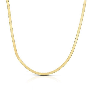 The Diamond Deal 10k SOLID Yellow Gold 2.8mm Herringbone Chain Necklace or Bracelet for Pendants and Charms with Lobster-Claw Clasp (7", 16", 18", 20 inch)