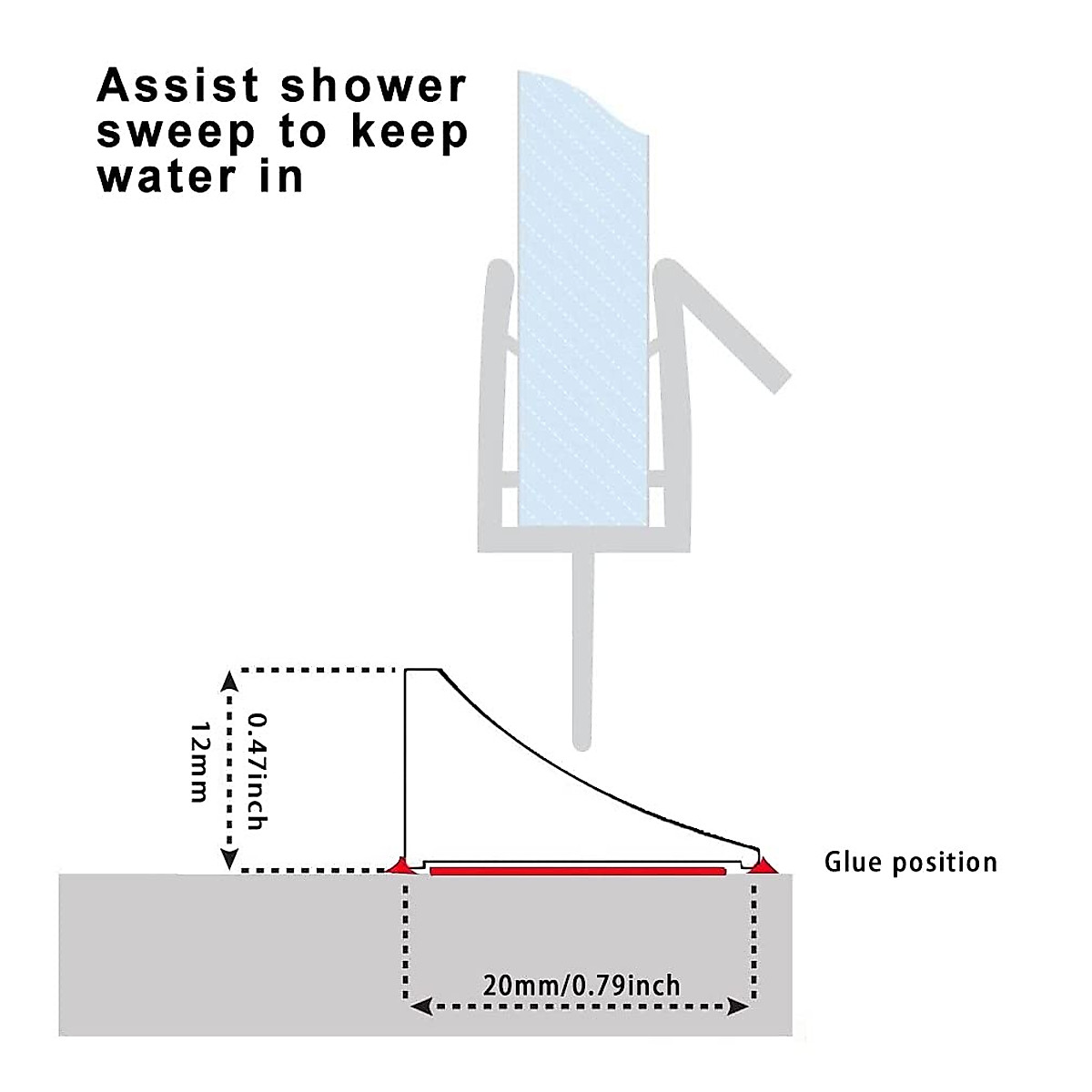78inch Shower Threshold Water Dam Barrier Shower Door Bottom Seal Strip, Silicone Rubber Kitchen Sink Splash Guard, Corner Dam Water Retaining Strip for Countertop, Shower, Bathroom (Transparent)