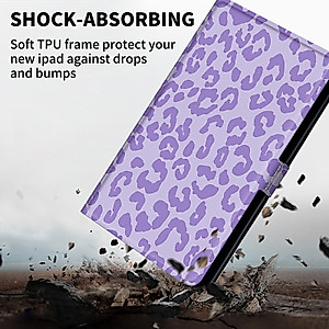 Universal Case for 10.5-11.5 inch Tablet, Leather Stand Protective Case Cover for 10.5" 11" 11.5" Tablet with Adjustable Fixing Silicon Band, Purple Leopard