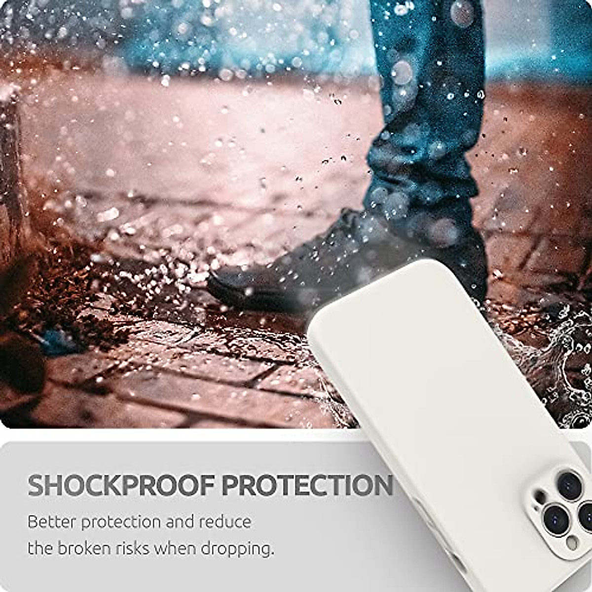 SURPHY Compatible with iPhone 13 Pro Max Case with Screen Protector, (Camera Protection + Soft Microfiber Lining) Liquid Silicone Phone Case 6.7 inch 2021, White