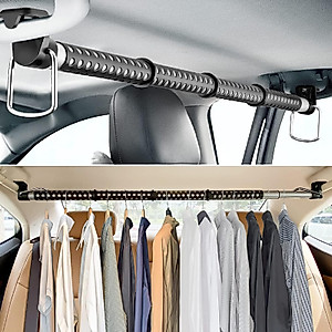 Enovorld Car Clothes Hanger Bar - Expandable 36 to 65 inches Retractable Vehicle Cloth Rack Hanger Rod for Car Trucks, SUVs, Vans, RVs, Road Travelers.
